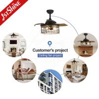 China 36 Inch Indoor Steel Cage E27*3 Bulb LED Invisible Ceiling Fan With Retractable Blade for sale