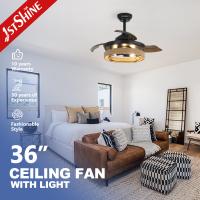 China Rope Cage Hidden Blade Ceiling Fan Light With Remote Control Dc Motor for sale