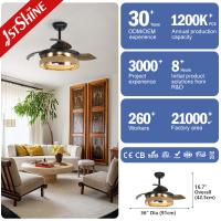 China Rope Cage Hidden Blade Ceiling Fan Light With Remote Control Dc Motor for sale