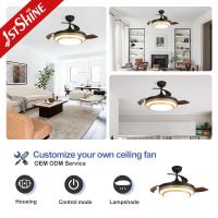China 42'' Retractable Ceiling Fan With Dimmable LED Light Amd DC Motor for sale