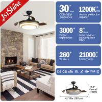 China 42'' Retractable Ceiling Fan With Dimmable LED Light Amd DC Motor for sale