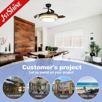 China 42'' Retractable Ceiling Fan With Dimmable LED Light Amd DC Motor for sale