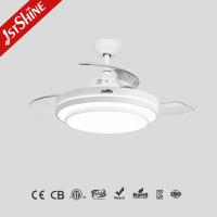 China Bedroom Retractable Ceiling Fan With Light 3 Color Dimmable LED Light Remote Control for sale