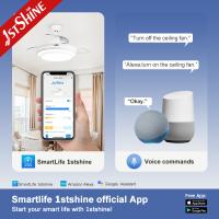 China Bedroom Retractable Ceiling Fan With Light 3 Color Dimmable LED Light Remote Control for sale