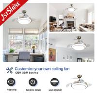 China 220 Volt Dimmable Retractable Ceiling Fan Light Remote Control for sale