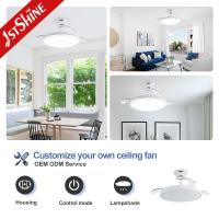 China Retractable Smart LED Ceiling Fan Light , Quiet DC Motor Fan Light for sale