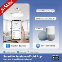 China Retractable Smart LED Ceiling Fan Light , Quiet DC Motor Fan Light for sale