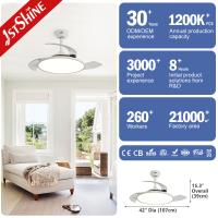 China 42 Inch 6 Speeds Dimmable Led Invisible Ceiling Fan With Light 3 Pc Blades for sale