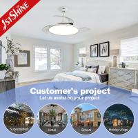 China 42 Inch 6 Speeds Dimmable Led Invisible Ceiling Fan With Light 3 Pc Blades for sale