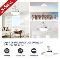 China 42 Inch 6 Speeds Dimmable Led Invisible Ceiling Fan With Light 3 Pc Blades for sale