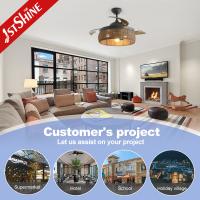 China Woven Rattan Cage Ceiling Fan With Light Villatic Invisible Blade Dc 240v for sale