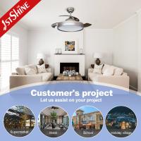 China Modern 35W LED Retractable Ceiling Fan Light Dimmable ABS Blades for sale