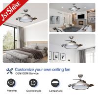 China Modern 35W LED Retractable Ceiling Fan Light Dimmable ABS Blades for sale