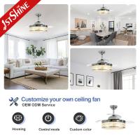 China Retractable Blades AC Motor Low Energy Crystal Ceiling Fan Light For Bedroom for sale