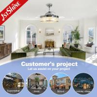China Retractable Blades AC Motor Low Energy Crystal Ceiling Fan Light For Bedroom for sale