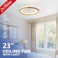 China Imitation Wood Grain Finish 23 Inch DC Motor LED Bedroom Ceiling Fan for sale