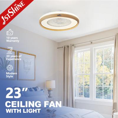 China Imitation Wood Grain Finish 23 Inch DC Motor LED Bedroom Ceiling Fan for sale