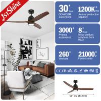China Solid Wood Ergonomic Remote LED Ceiling Fan With Dimmable DC Motor for sale