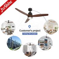 China Solid Wood Ergonomic Remote LED Ceiling Fan With Dimmable DC Motor for sale
