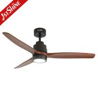 China Solid Wood Ergonomic Remote LED Ceiling Fan With Dimmable DC Motor for sale