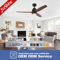China Natural Wood Blade AC Inverter Remote LED Ceiling Fan For Home Hotel for sale