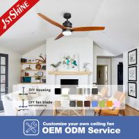China 220V Power Saving Remote LED Ceiling Fan 52 Inch 5 Speed Choice for sale