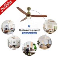 China Quiet DC Motor Indoor Decorative Solid Wood Ceiling Fan With Light For Smart Home for sale