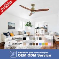 China Quiet DC Motor Indoor Decorative Solid Wood Ceiling Fan With Light For Smart Home for sale