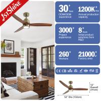 China Quiet DC Motor Indoor Decorative Solid Wood Ceiling Fan With Light For Smart Home for sale