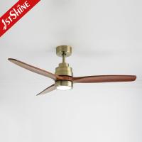 China Quiet DC Motor Indoor Decorative Solid Wood Ceiling Fan With Light For Smart Home for sale