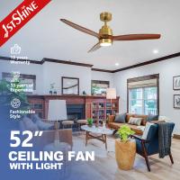 China Natural Wood Blade DC Motor Remote LED Ceiling Fan For Home Hotel for sale