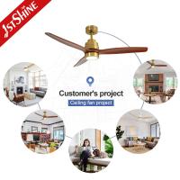 China Natural Wood Blade DC Motor Remote LED Ceiling Fan For Home Hotel for sale