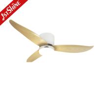 China Flush Mount 52 Inch Wood Grain ABS Blades Ceiling Fan With Light for sale