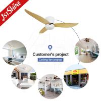 China Flush Mount 52 Inch Wood Grain ABS Blades Ceiling Fan With Light for sale