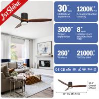 China 3 Natural Wooden Blades Decorative Ceiling Fan Flush Mounted With Remote for sale