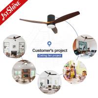 China 3 Natural Wooden Blades Decorative Ceiling Fan Flush Mounted With Remote for sale