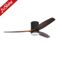 China 3 Natural Wooden Blades Decorative Ceiling Fan Flush Mounted With Remote for sale