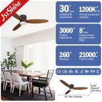 China Dimmable 5 Speed 52in LED Ceiling Fan With 3 Solid Wood Blades for sale