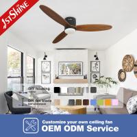 China Dimmable 5 Speed 52in LED Ceiling Fan With 3 Solid Wood Blades for sale