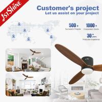 China Dimmable 5 Speed 52in LED Ceiling Fan With 3 Solid Wood Blades for sale