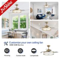 China Color Changing 3000K Retractable Ceiling Fan Light For Hotel Bedroom for sale