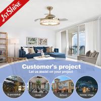 China Color Changing 3000K Retractable Ceiling Fan Light For Hotel Bedroom for sale