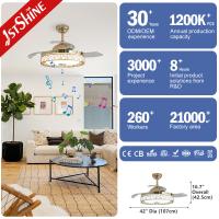 China Color Changing 3000K Retractable Ceiling Fan Light For Hotel Bedroom for sale