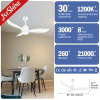 China Wholesale Custom 52 Inch White 3 Blade Copper Motor Outdoor Led Light Ceiling Fan for sale