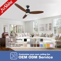 China Dimmable LED 52 Inches Solid Wood Ceiling Fan Light With Smart App Control for sale