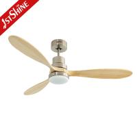 China OEM 110v Solid Wood Smart Ceiling Fan Color Changing Led Light AC Motor for sale