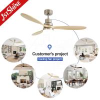China OEM 110v Solid Wood Smart Ceiling Fan Color Changing Led Light AC Motor for sale