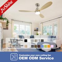 China OEM 110v Solid Wood Smart Ceiling Fan Color Changing Led Light AC Motor for sale