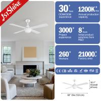 China 4 MDF Blade Modern Ceiling Fan LED Light 5 Speeds Remote Control For Bedroom for sale