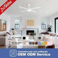 China 4 MDF Blade Modern Ceiling Fan LED Light 5 Speeds Remote Control For Bedroom for sale